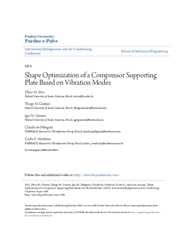(PDF) Shape optimization of compressor supporting plate based on vibration modes