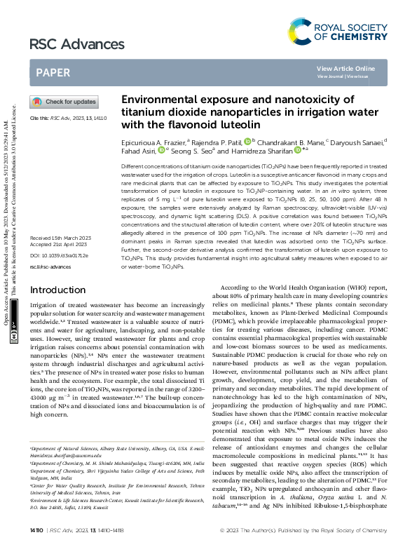 (PDF) Environmental exposure and nanotoxicity of titanium dioxide ...