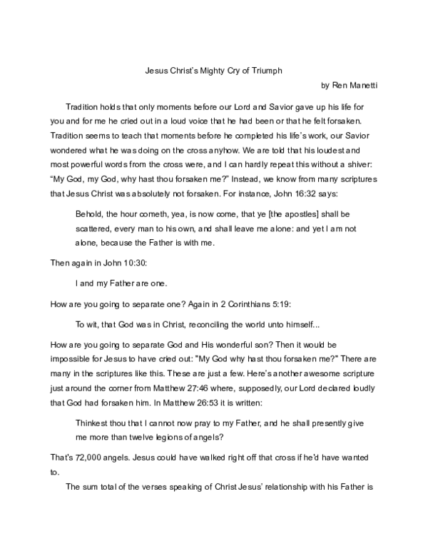 (PDF) Jesus Christ's Mighty Cry of Triumph 1
