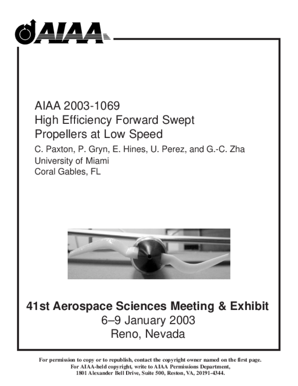 (PDF) High Efficiency Forward Swept Propellers at Low Speeds