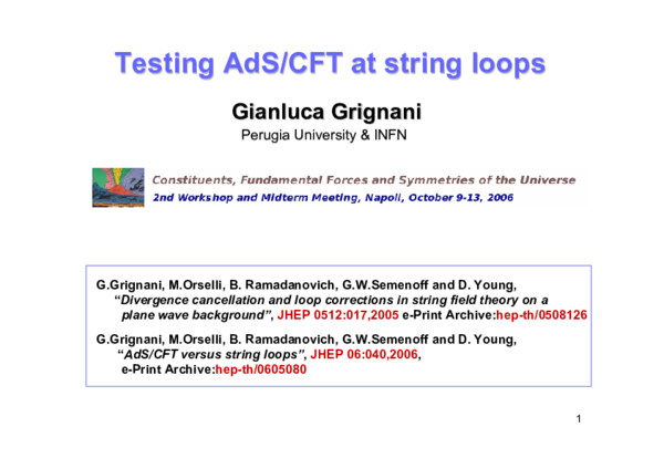 (PDF) Testing AdS/CFT at string loops