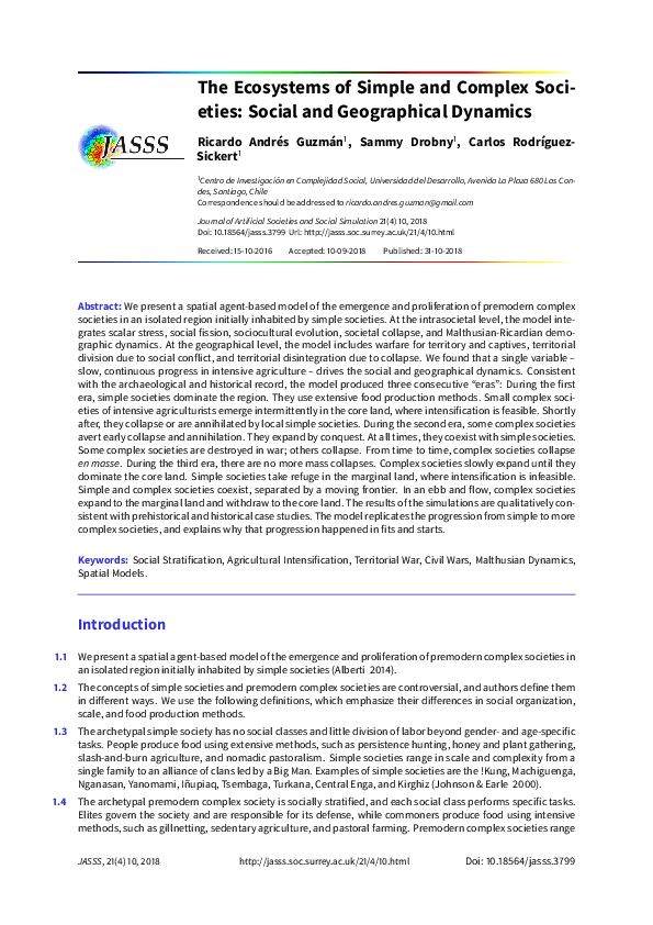 (PDF) The Ecosystems of Simple and Complex Societies: Social and ...