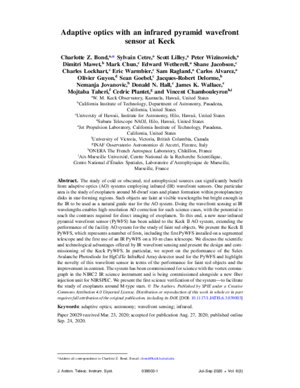 (PDF) Infrared Pyramid Wavefront Sensor at Keck II