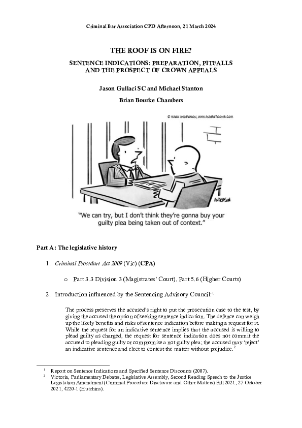 (PDF) THE ROOF IS ON FIRE? SENTENCE INDICATIONS: PREPARATION, PITFALLS ...