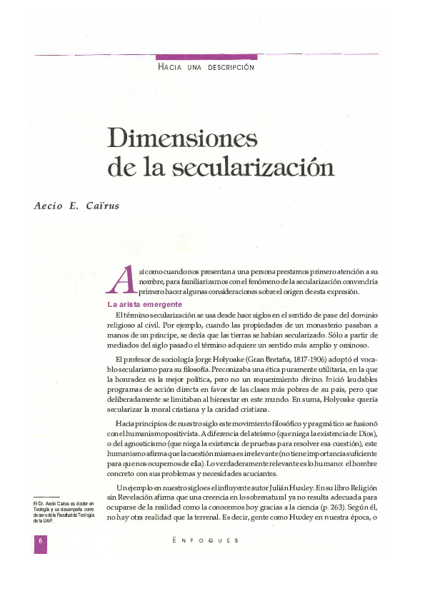 (PDF) Dimensiones de la secularización