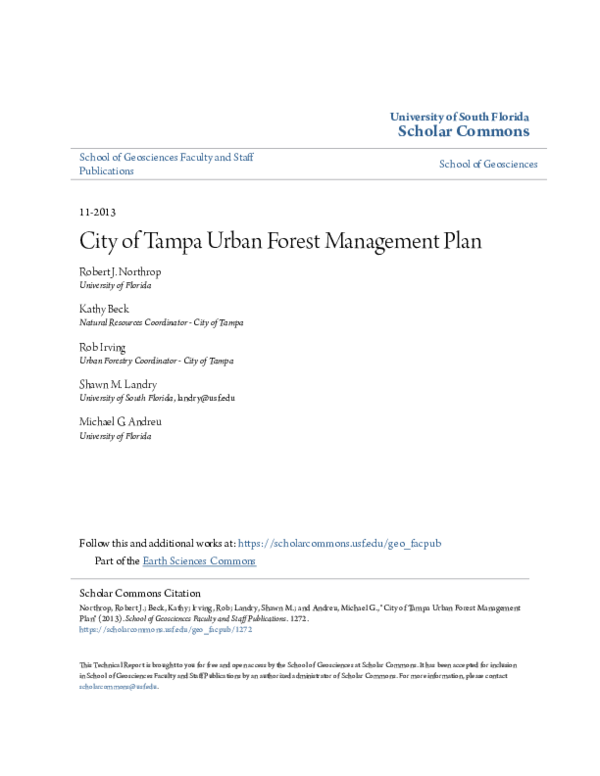 (PDF) City of Tampa Urban Forest Management Plan
