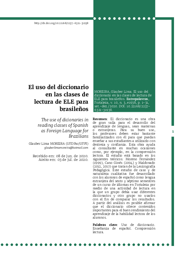 (PDF) El uso del diccionario en las clases de lectura de ELE para ...