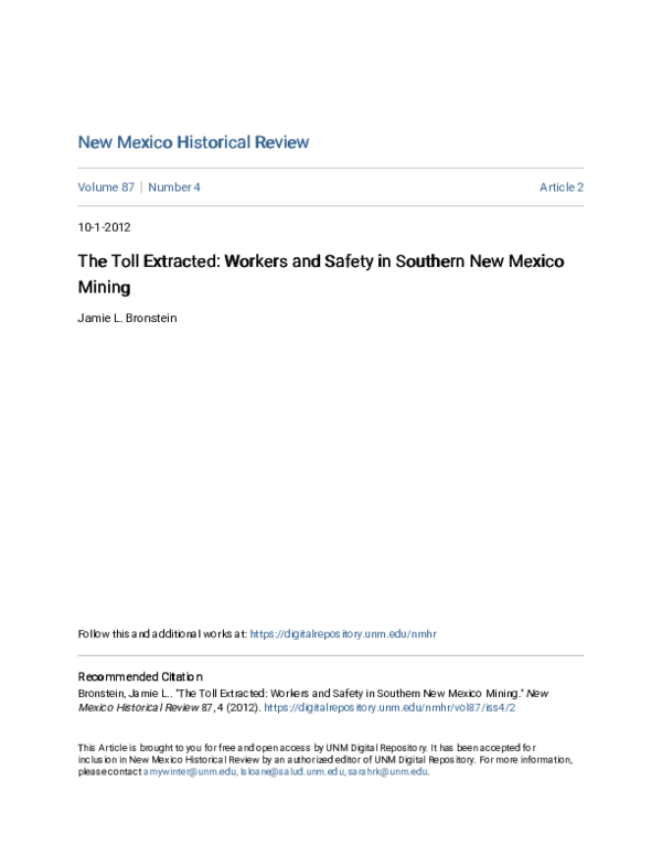 (PDF) The Toll Extracted: Workers and Safety in Southern New Mexico ...