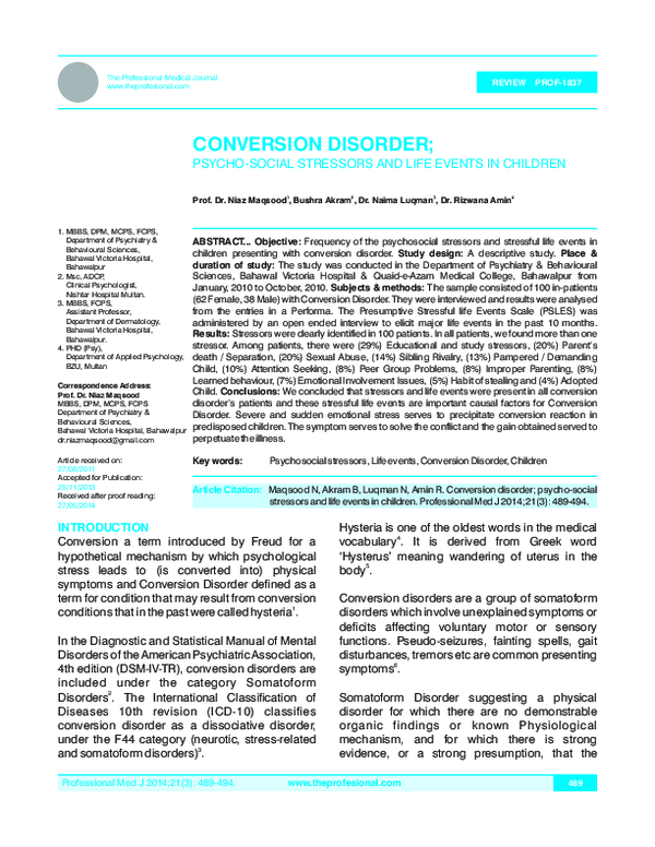 (PDF) Conversion Disorder