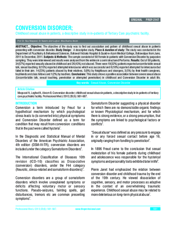 (PDF) Conversion Disorder