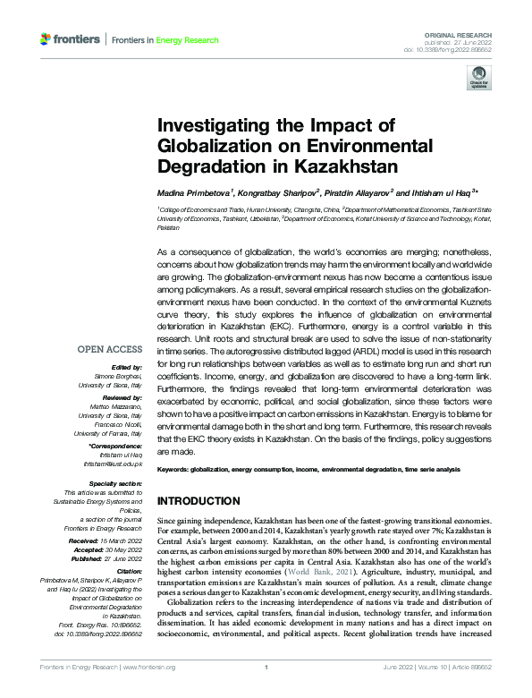 (PDF) Investigating the Impact of Globalization on Environmental ... (PDF) Investigating the Impact of Globalization on Environmental ...