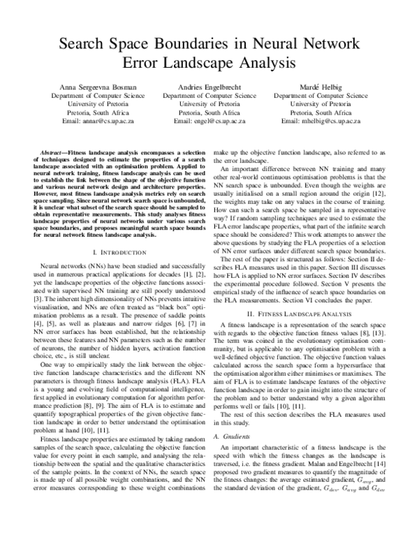 (PDF) Search space boundaries in neural network error landscape analysis