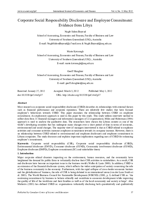 (PDF) Corporate Social Responsibility Disclosure and Financial Performance of Construction ...