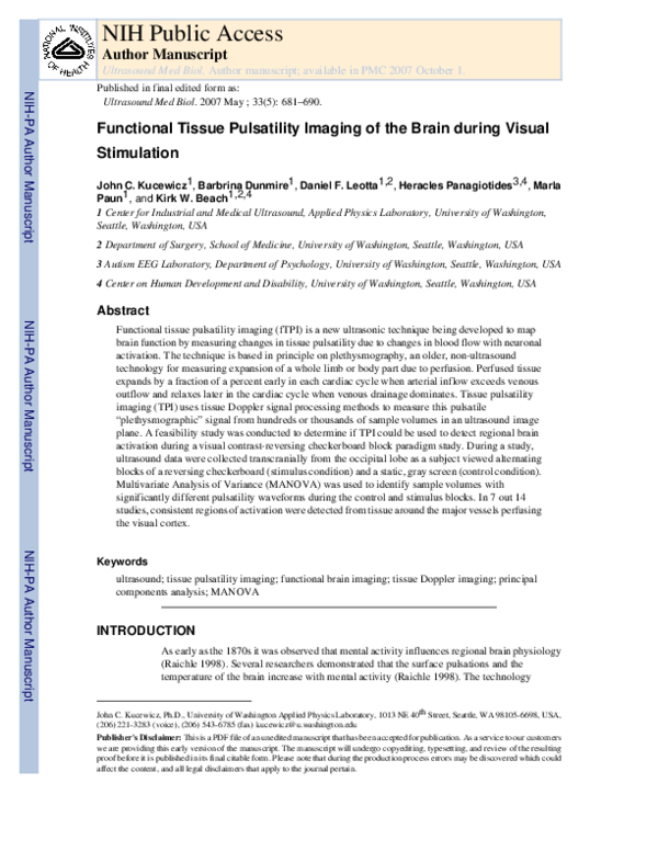 (PDF) Functional Tissue Pulsatility Imaging of the Brain During Visual ...
