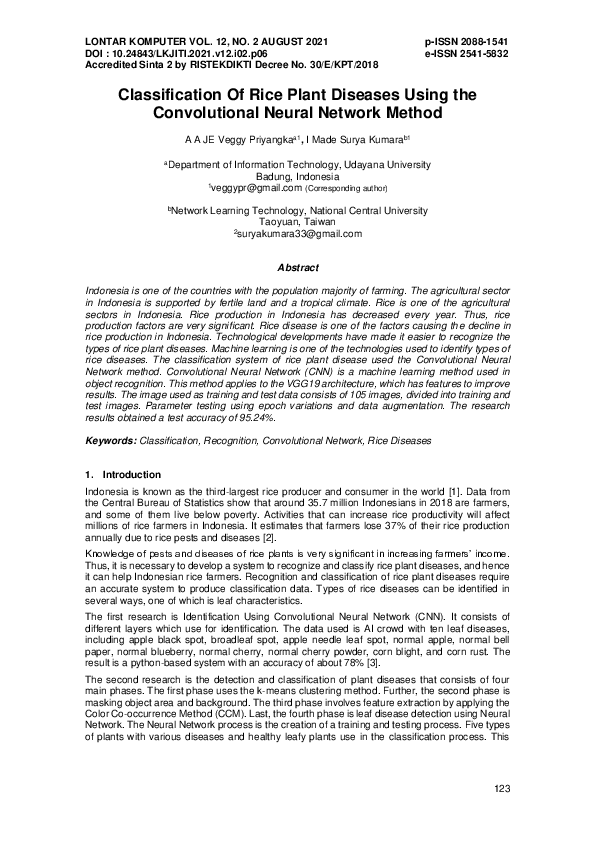 (PDF) Rice Disease Classification Using CNN