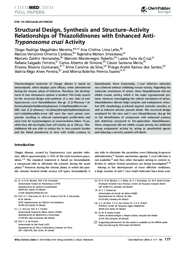 (PDF) Structural Design, Synthesis and Structure–Activity Relationships of Thiazolidinones with ...