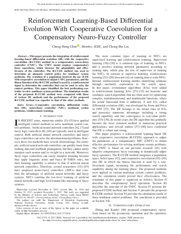(PDF) Reinforcement Learning-Based Differential Evolution for Solving Economic Dispatch Problems