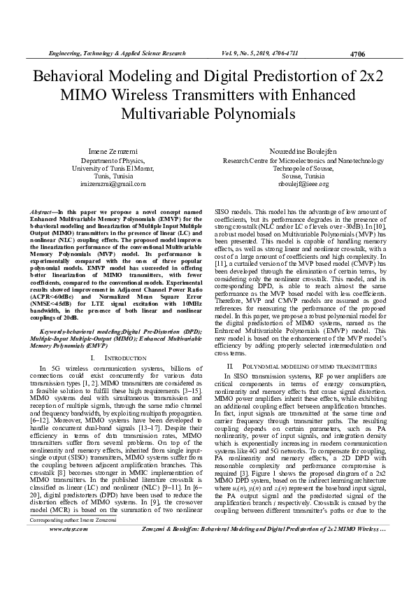 (PDF) Behavioral Modeling and Digital Predistortion of 2x2 MIMO ...