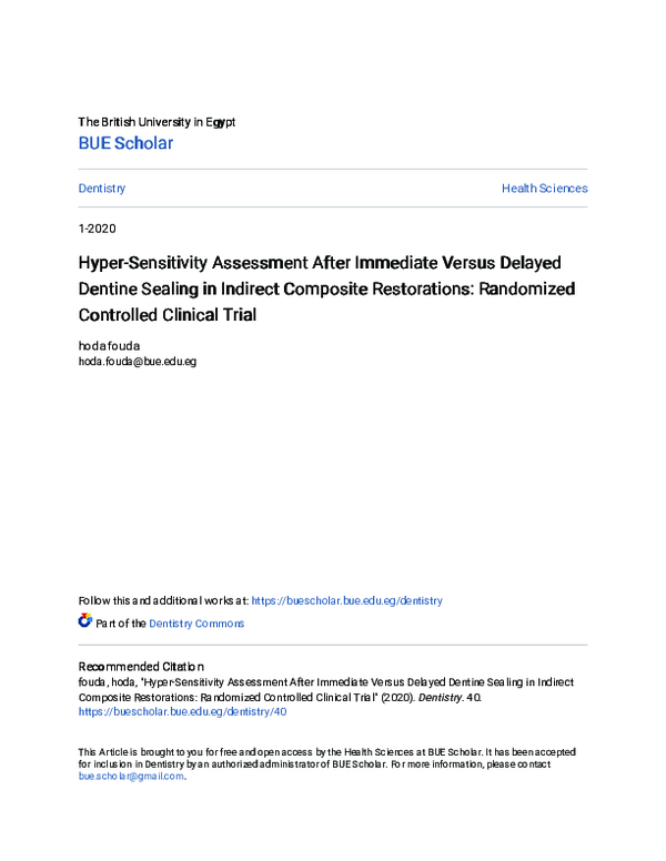 (PDF) Hyper-Sensitivity Assessment After Immediate Versus Delayed ...