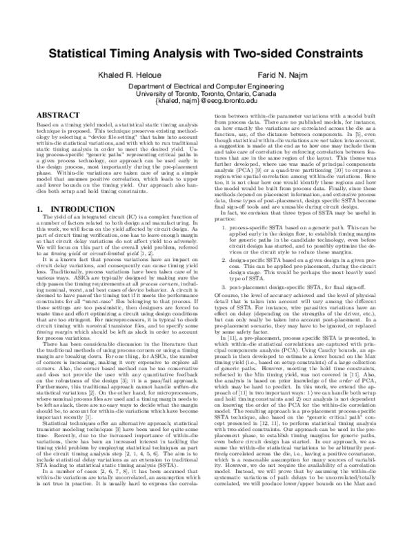 (PDF) Statistical timing analysis with two-sided constraints