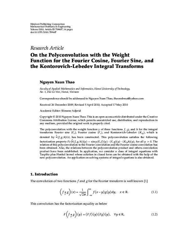 (PDF) On the Polyconvolution with the Weight Function for the Fourier Cosine, Fourier Sine, and ...