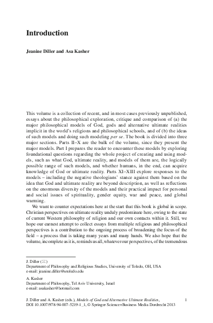 (PDF) Asa Kasher, “Introduction,” in Jeanine Diller and Asa Kasher, eds ...