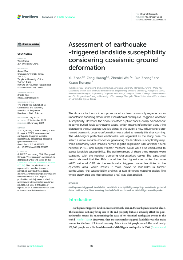 (PDF) Assessment of earthquake-triggered landslide susceptibility considering coseismic ground ...