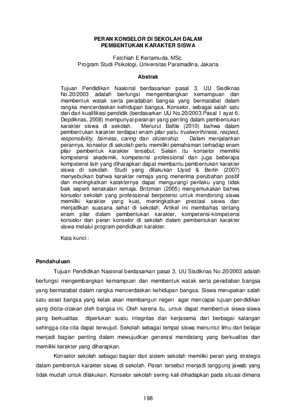 (PDF) Peran Konselor DI Sekolah Dalam Pembentukan Karakter Siswa
