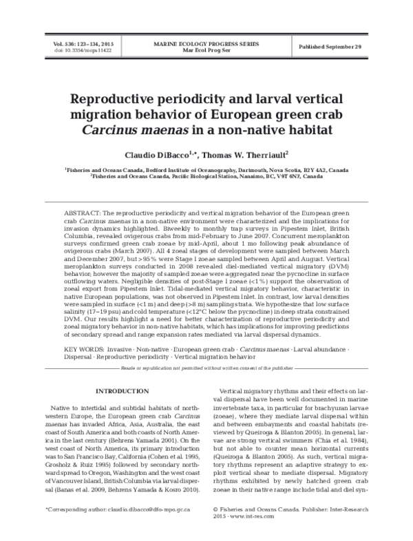 (PDF) Reproductive periodicity and larval vertical migration behavior ...