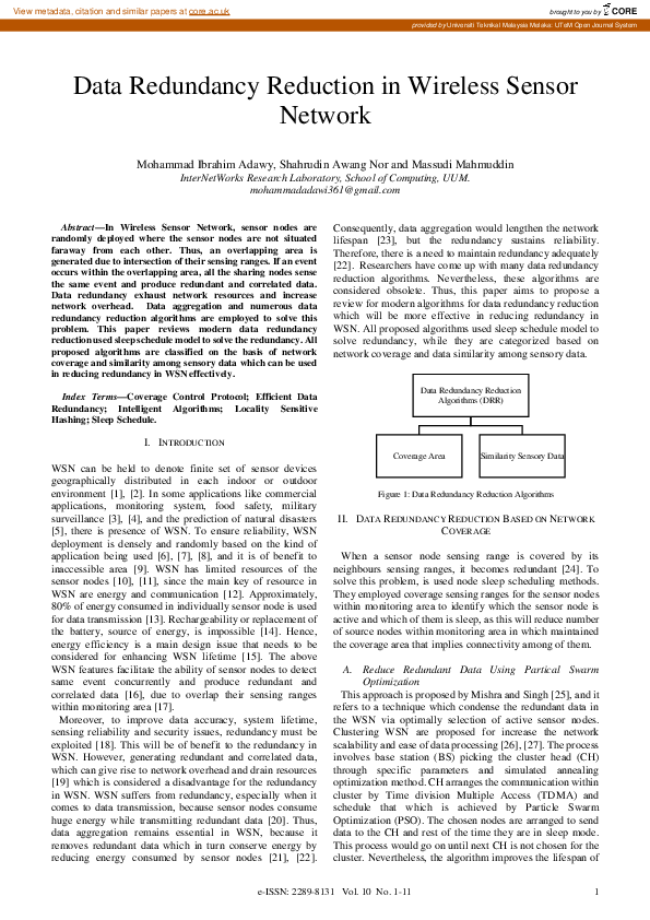 Data Redundancy Reduction in Wireless Sensor Network