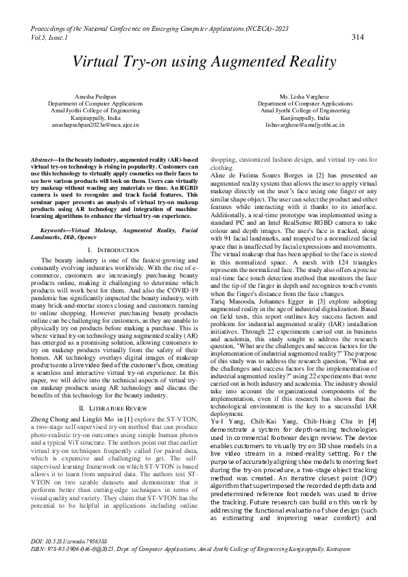 (PDF) Virtual Try-on using Augmented Reality