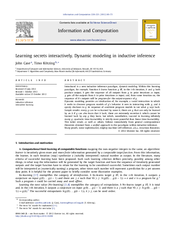 (PDF) Dynamic Modeling in Interactive Learning