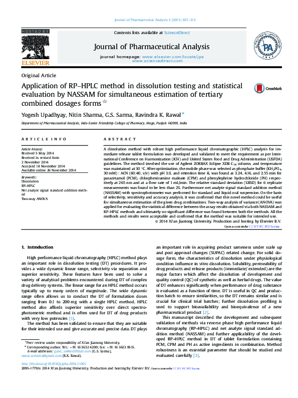 (PDF) Application of RP–HPLC method in dissolution testing and ...