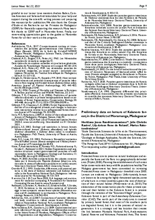 (PDF) Preliminary data on lemurs of Kalanoro forest, in the District of ...