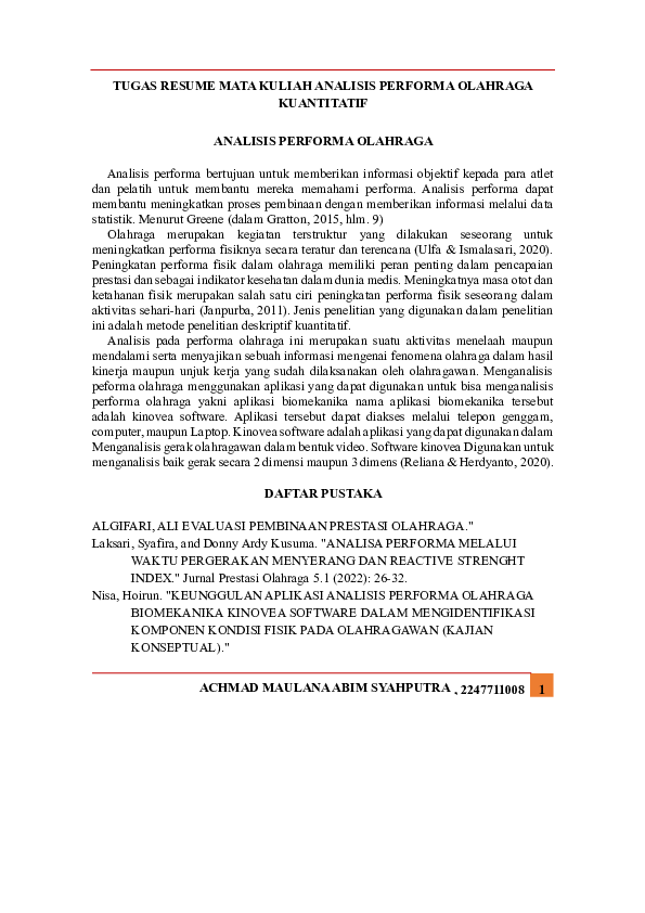 (PDF) TUGAS RESUME MATA KULIAH ANALISIS PERFORMA OLAHRAGA KUANTITATIF