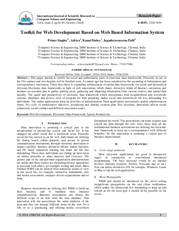 (PDF) Toolkit for Web Development Based on Web Based Information System