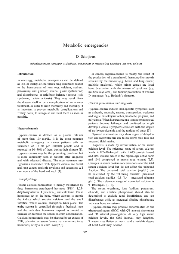 (PDF) Metabolic emergencies