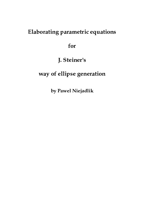 (PDF) Steiner's ellipse generation - parametric equation