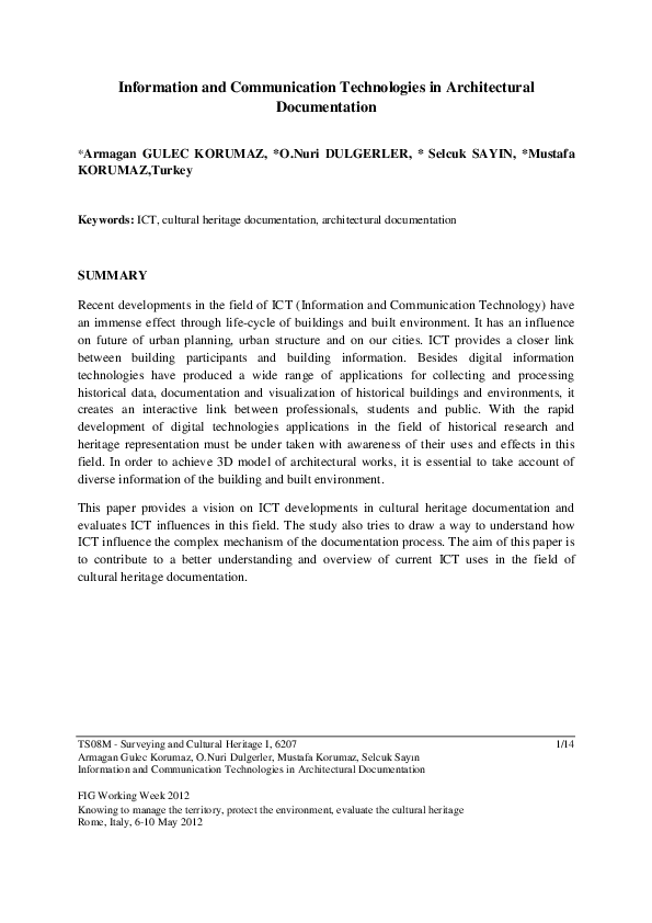 (PDF) Information and Communication Technologies in Architectural Documentation