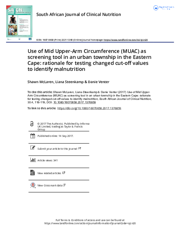 (PDF) Use of Mid Upper-Arm Circumference (MUAC) as screening tool in an ...