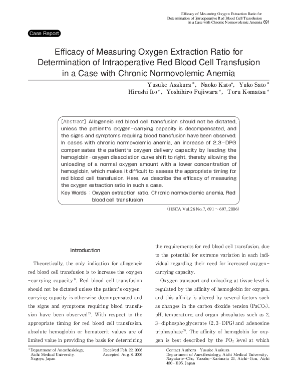 (PDF) Efficacy of Measuring Oxygen Extraction Ratio for Determination ...