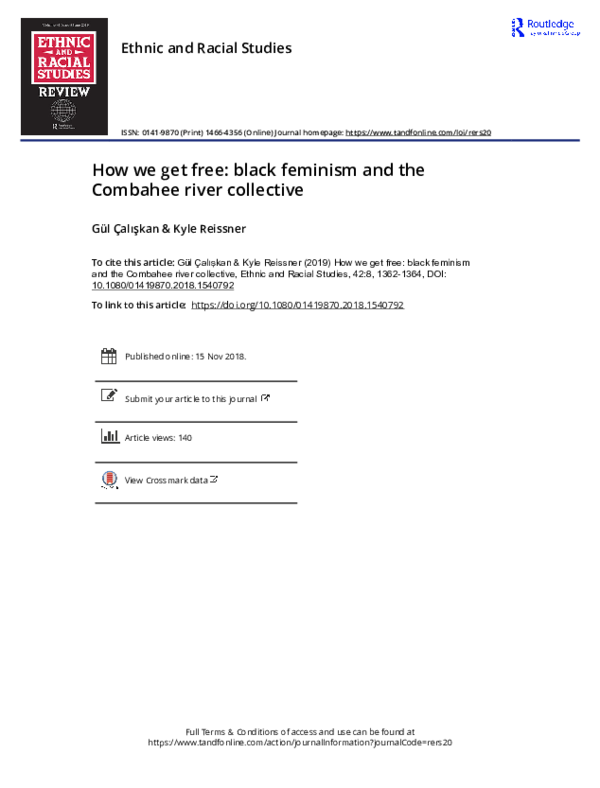 (PDF) How we get free: black feminism and the Combahee river collective