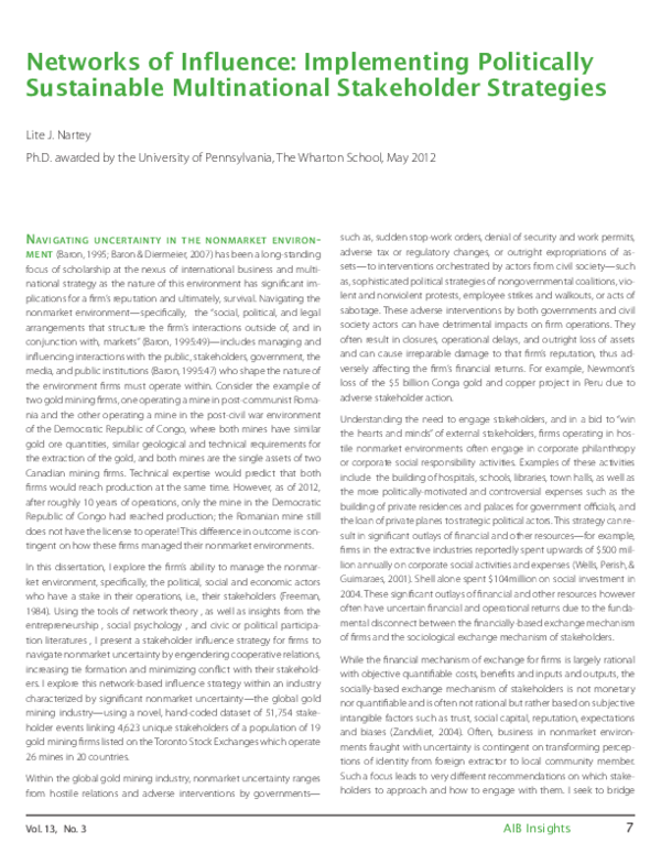 (PDF) Networks of Influence: Implementing Politically Sustainable ...