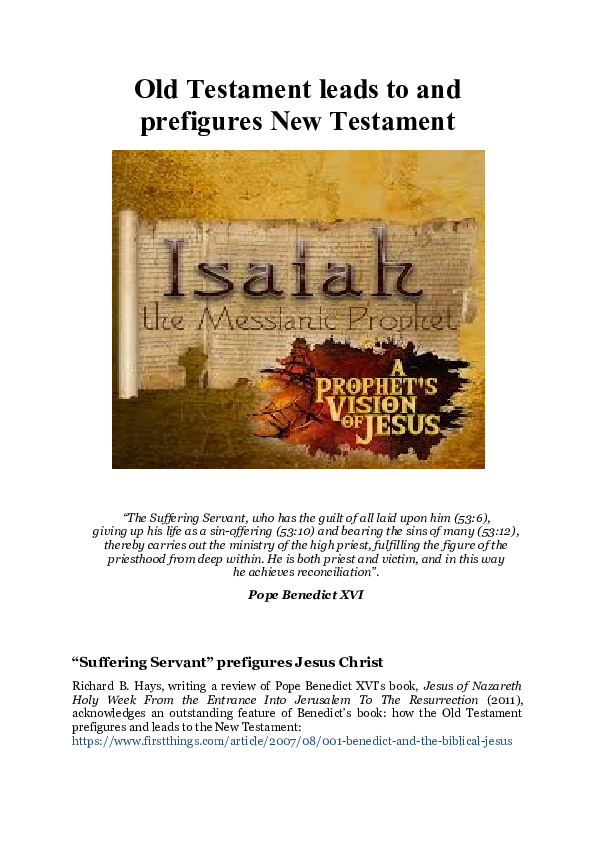 (DOC) Old Testament leads to and prefigures New Testament