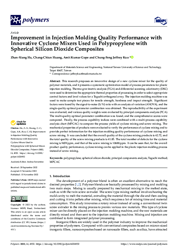 (PDF) Improvement in Injection Molding Quality Performance with ...