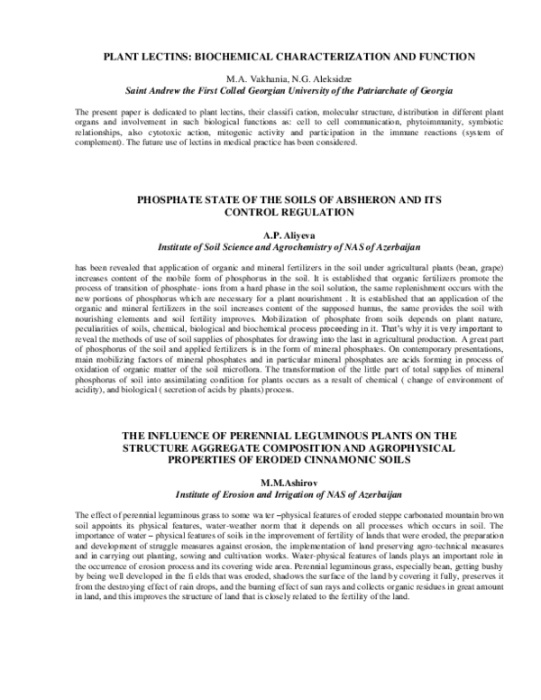 (PDF) Plant Lectins: Biochemical Characterization and Function