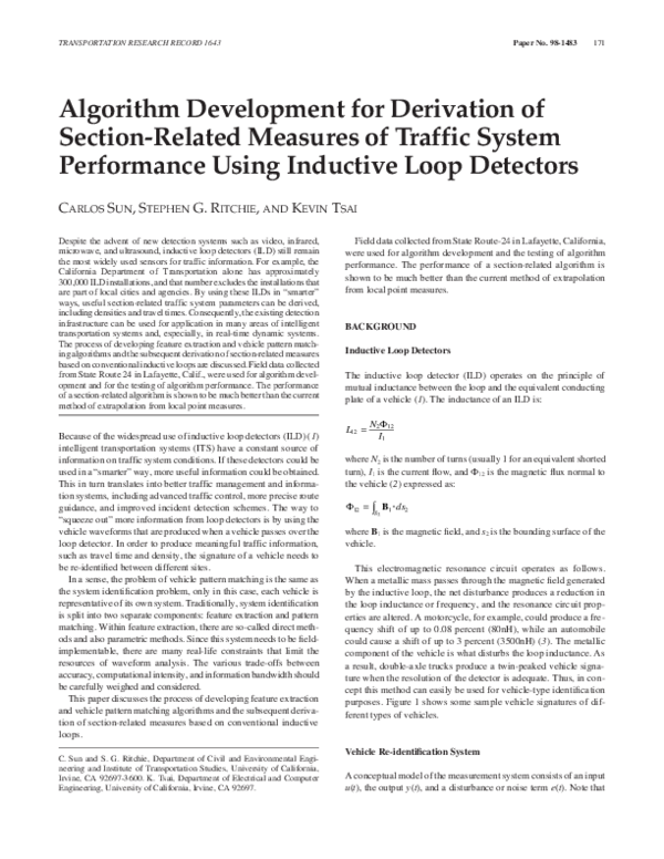 (PDF) Traffic System Performance Measures Using Inductive Loops