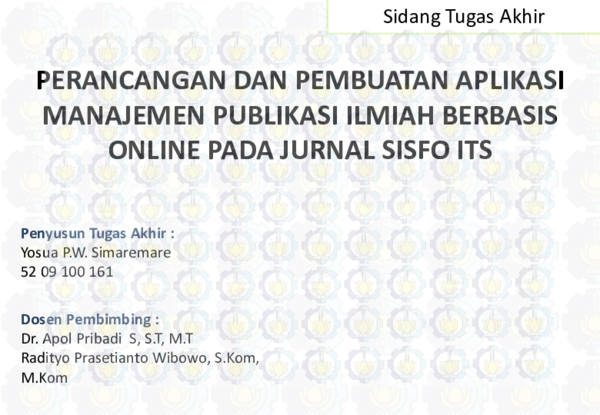 (PDF) Perancangan Dan Pembuatan Aplikasi Manajemen Publikasi Ilmiah Berbasis Online Pada Jurnal ...