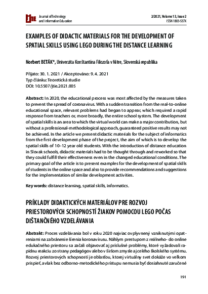 (PDF) Examples of Didactic Materials for the Development of Spatial ...