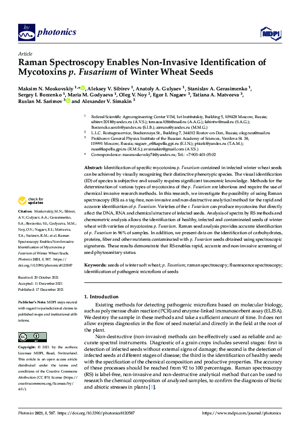 (PDF) Raman Spectroscopy Enables Non-Invasive Identification of ...